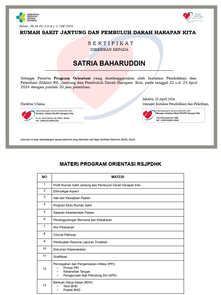 186 - E-Sertifikat Program Orientasi - SATRIA BAHARUDDIN - Sign - Sign | PDF | Sains & Matematika