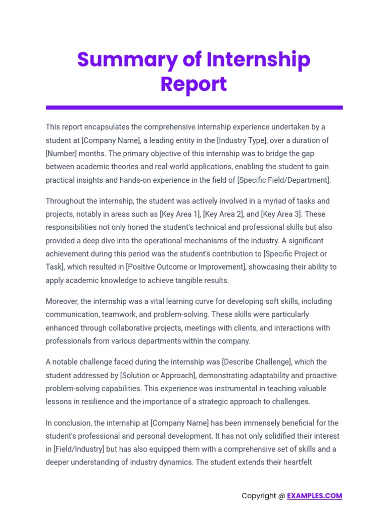 Summary of Internship Report | PDF | Internship | Job Hunting