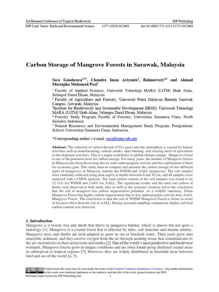 Carbon Storage of Mangrove Forests in Sarawak Mala | PDF | Carbon Cycle ... Carbon Storage of Mangrove Forests in Sarawak Mala | PDF | Carbon Cycle ...