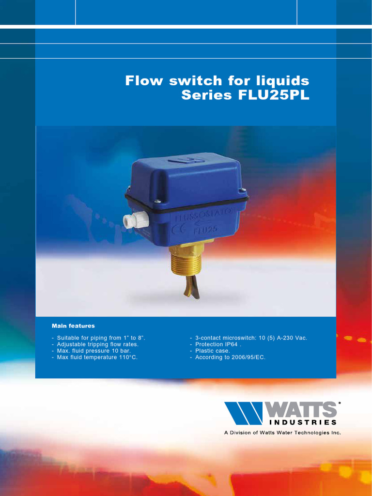 Flow Switches FLU25-Con Logo | PDF | Pipe (Fluid Conveyance) | Switch