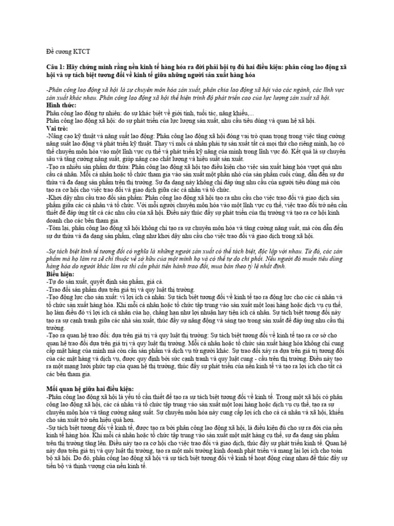 Đề cương KTCT | PDF