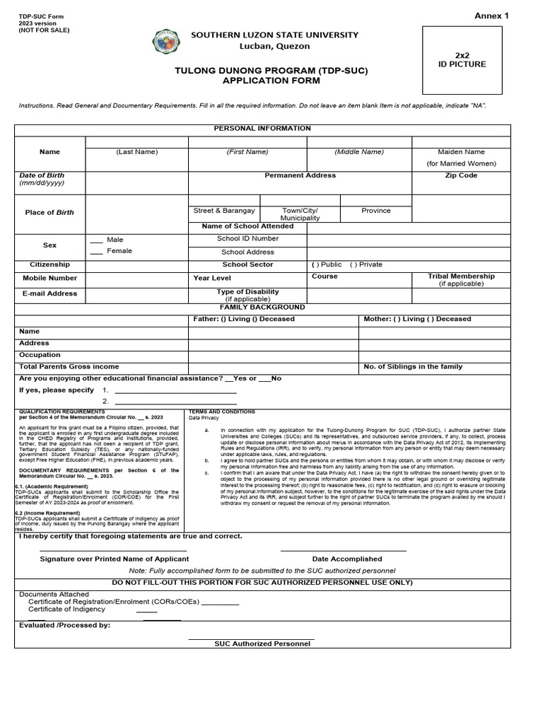Tulong Dunong Program Application Form | PDF | Government | Justice