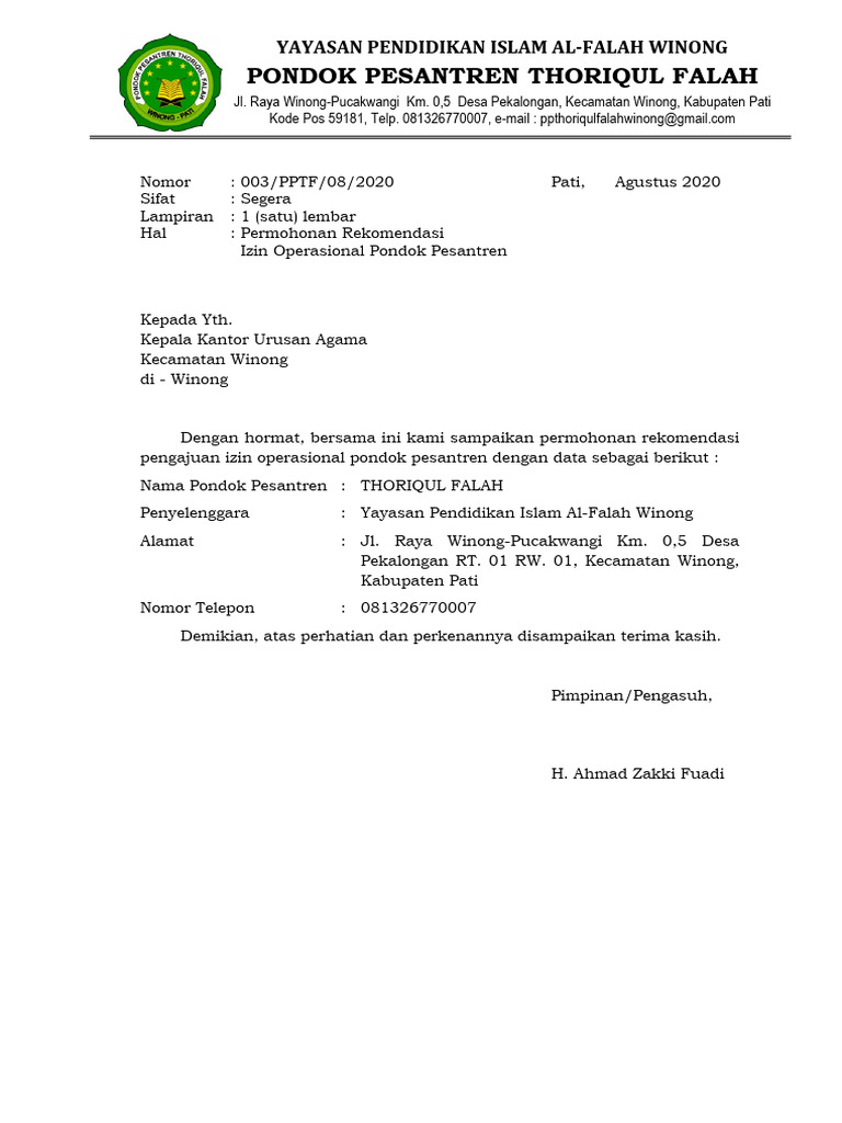 Surat Permohonan KUA | PDF