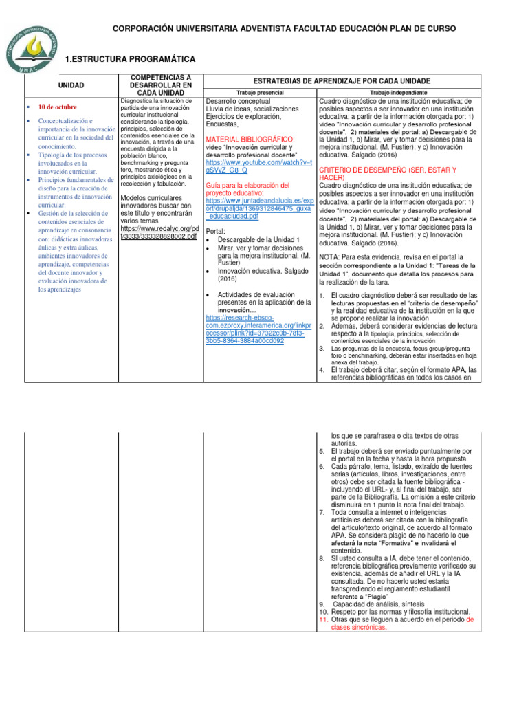Estructura Programática para La Tarea Unidad 1 | PDF | Evaluación | Maestros
