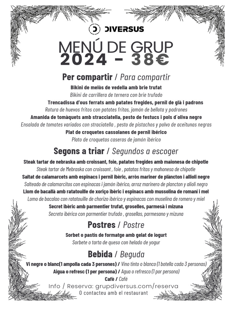 Menu Grupos 2024 Diversus Restaurante | PDF