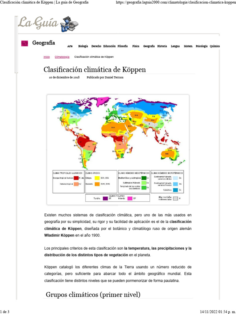 Clasificación Climática de Köppen La Guía de Geografía | PDF | Clima | Clima templado