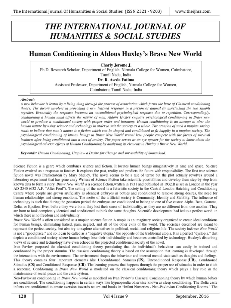 Human Conditioning in Brave New World | PDF | Classical Conditioning ...