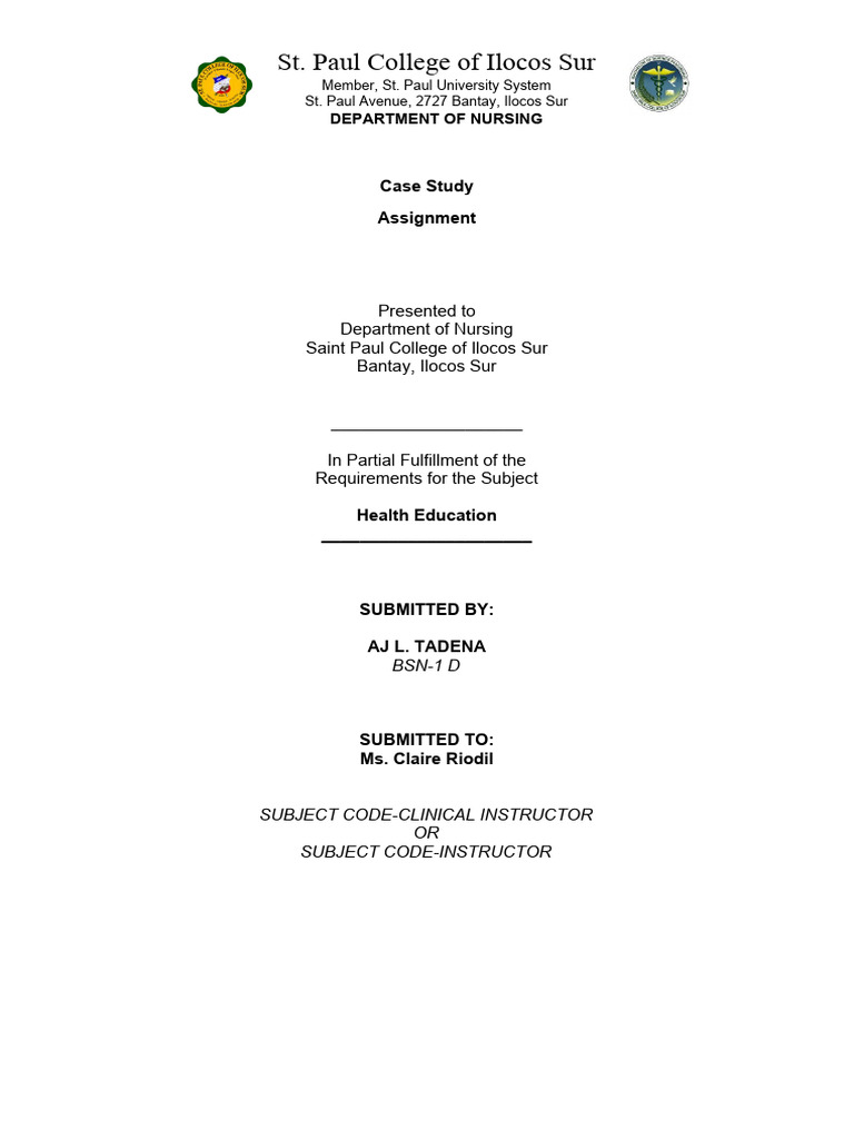 Nursing Case Study Assignment 2024 | PDF | Self-Improvement | Wellness