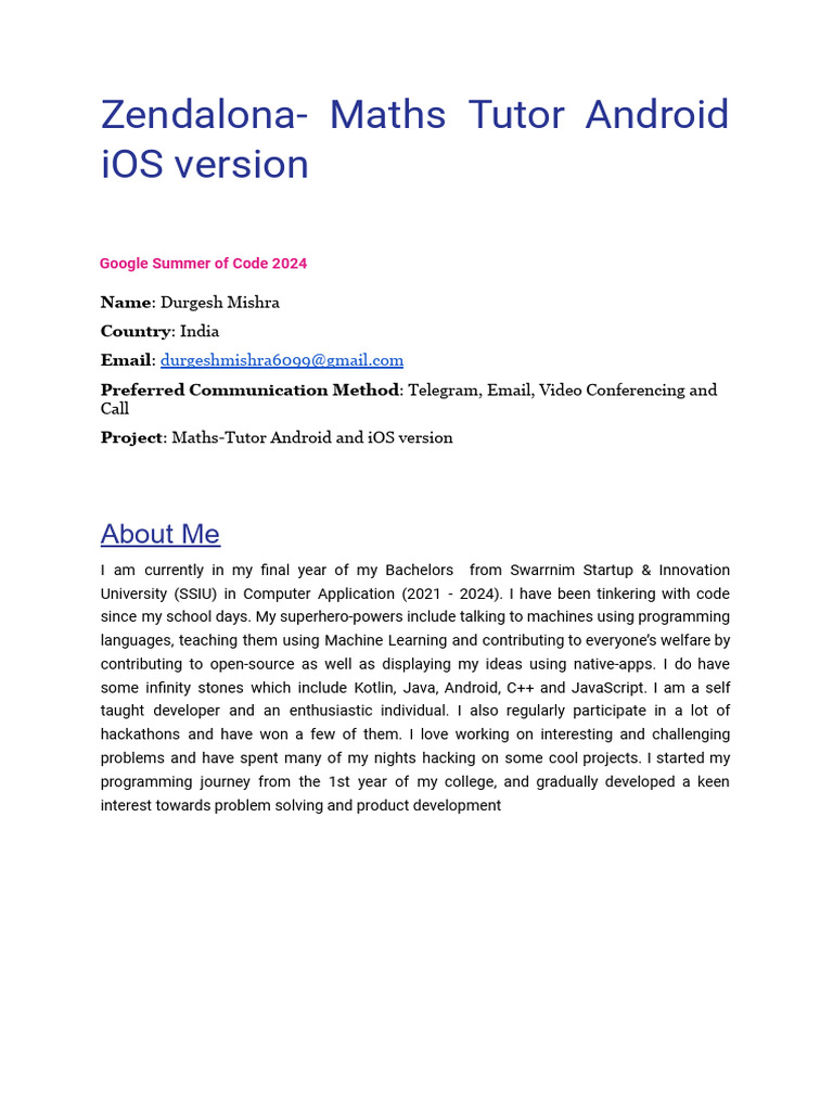 Zendalona - Maths Tutor Android IOS Version | PDF | Android (Operating System) | Mobile App