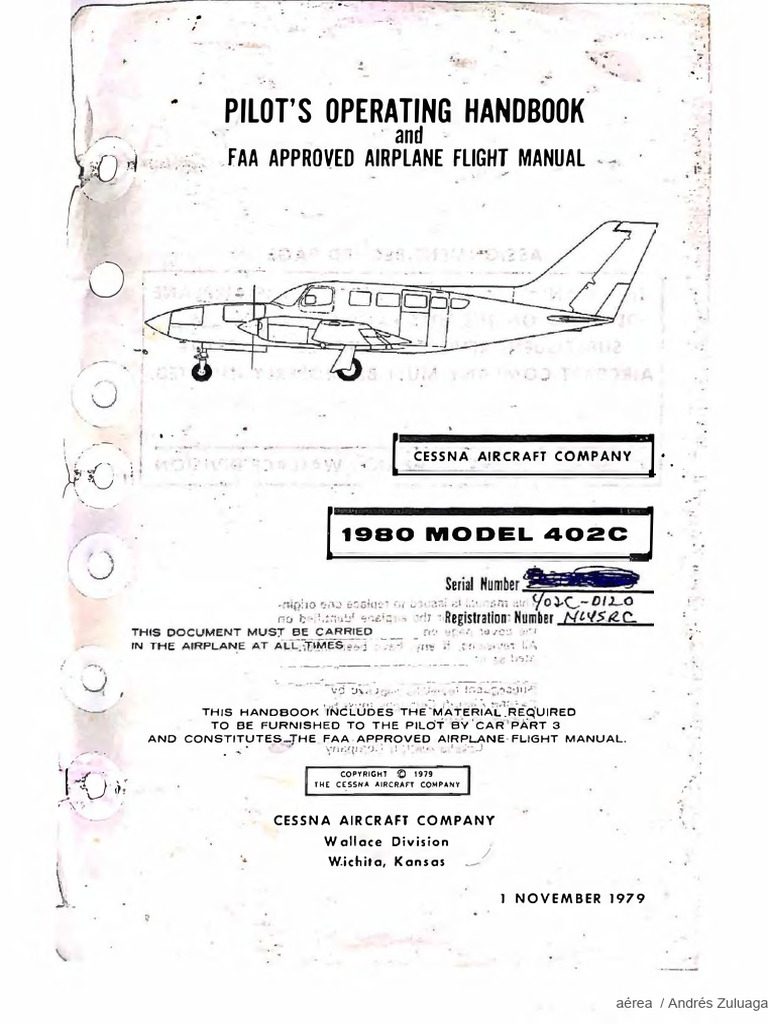 POH Cessna 402 C 1980 | PDF | Horsepower | Cessna