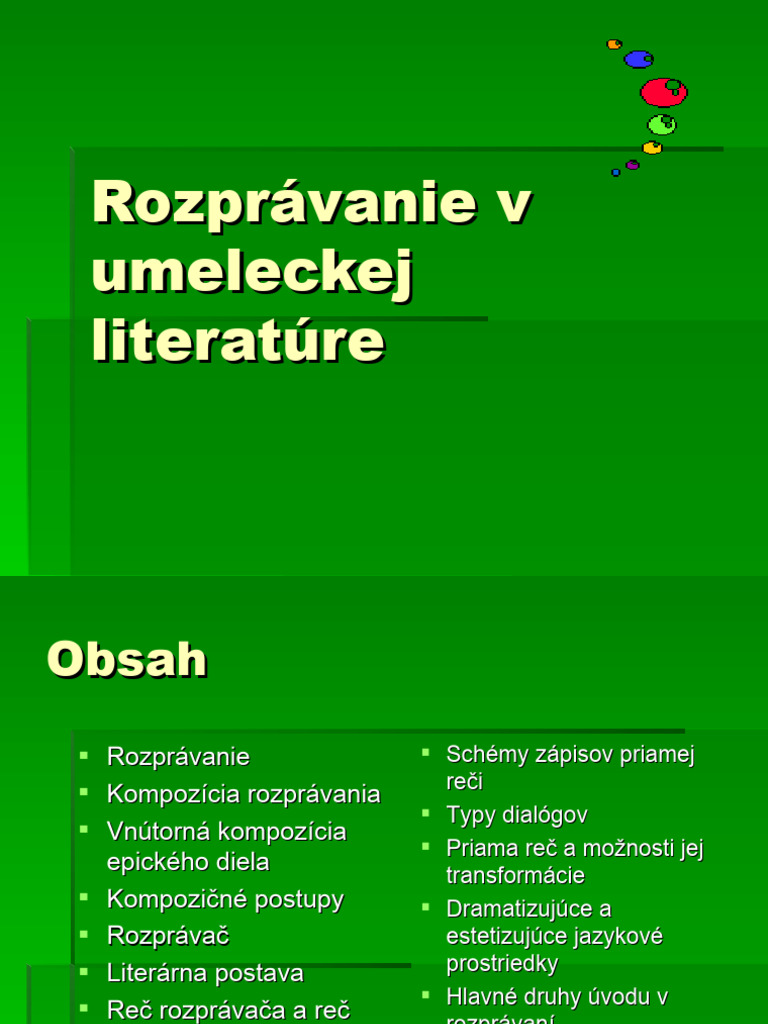Rozprávanie V Umeleckej Literatúre | PDF