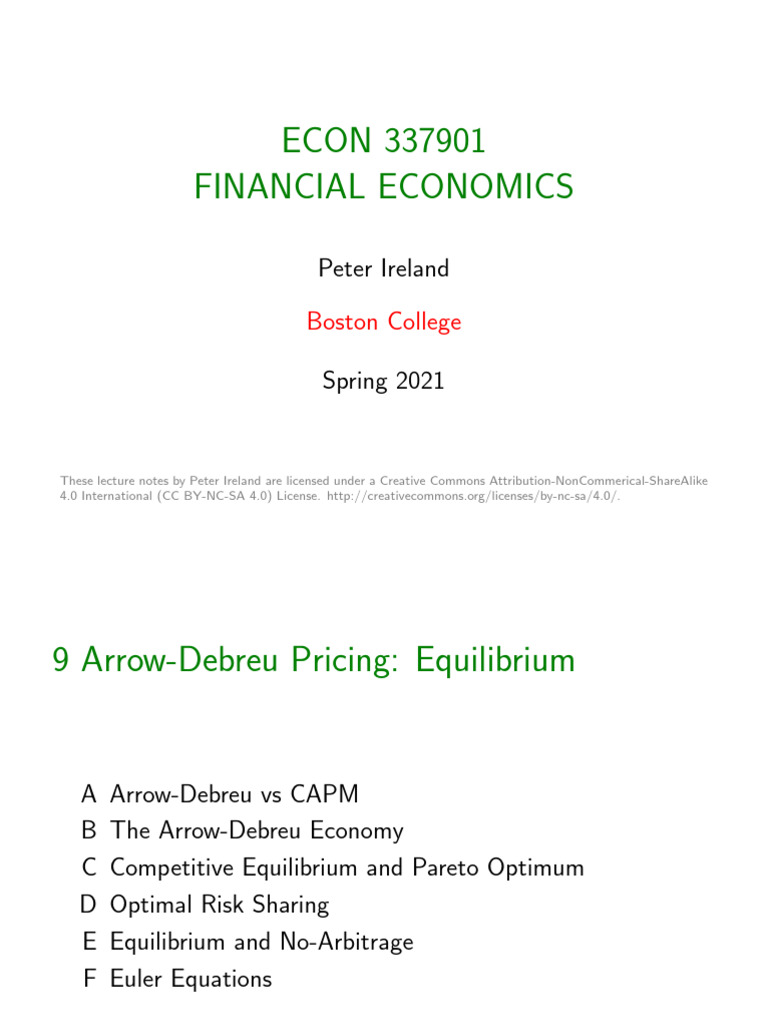 Equilibrium BostonCollege | Download Free PDF | Capital Asset Pricing Model | Mathematical ...
