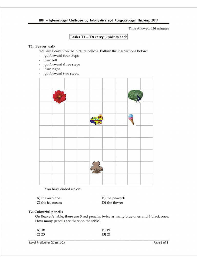 IBIC Yr1 Yr2 Pre Ecolier2017 | PDF