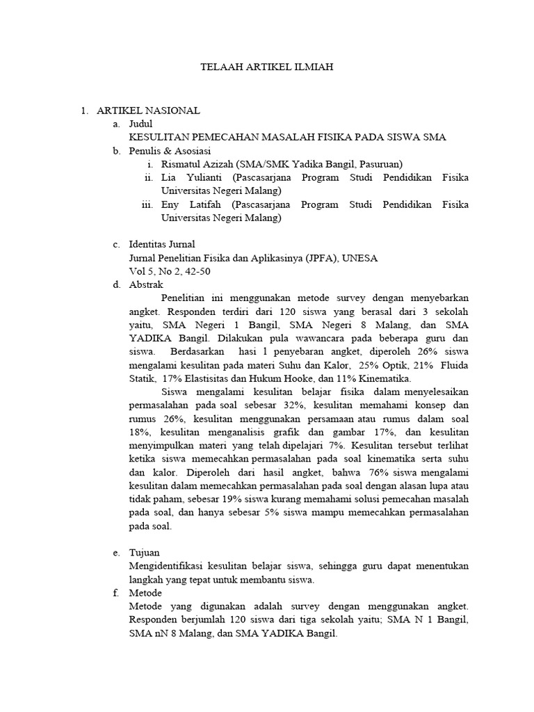 Telaah Artikel Ilmiah | PDF