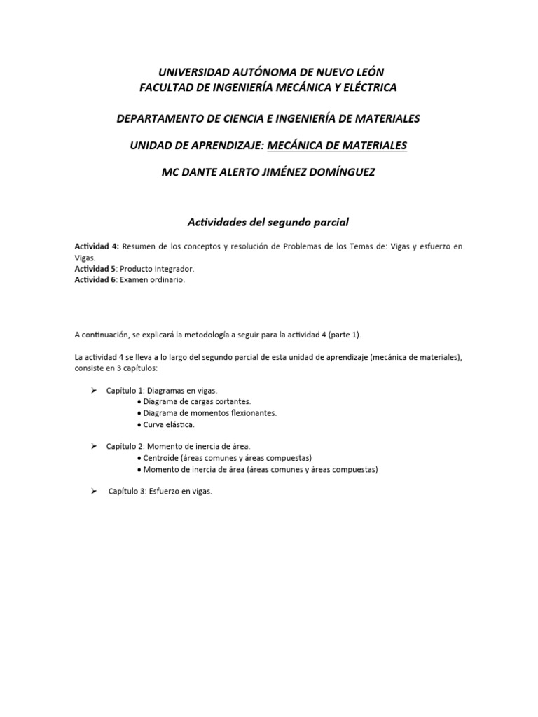 Actividad 4 Parte 1 Mecanica de Materiales 2022 | Descargar gratis PDF | Viga (Estructura ...