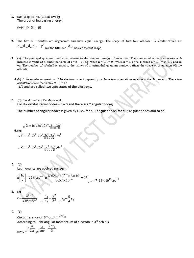 Atomic Structure Sol | PDF