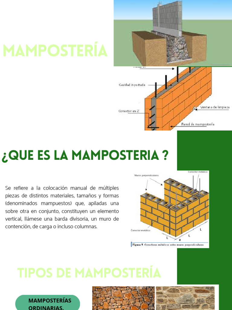 Diapositivas Mampostería Grupo | PDF | Albañilería | pared