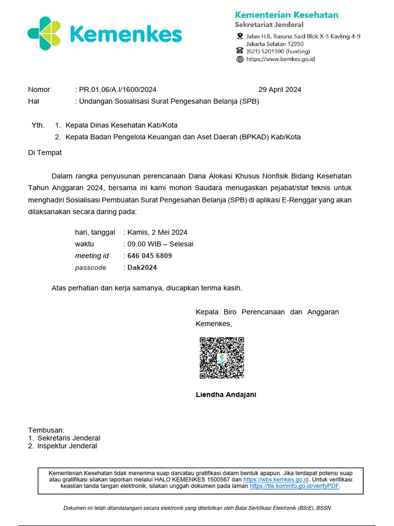 S. Karoren - Undangan Sosialisasi Surat Pengesahan Belanja (SPB) | PDF