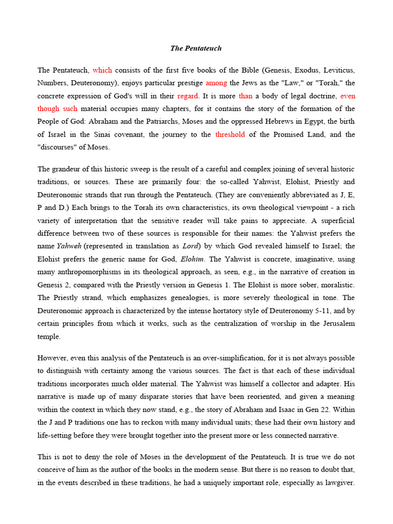 The Pentateuch | Download Free PDF | Book Of Genesis | Torah