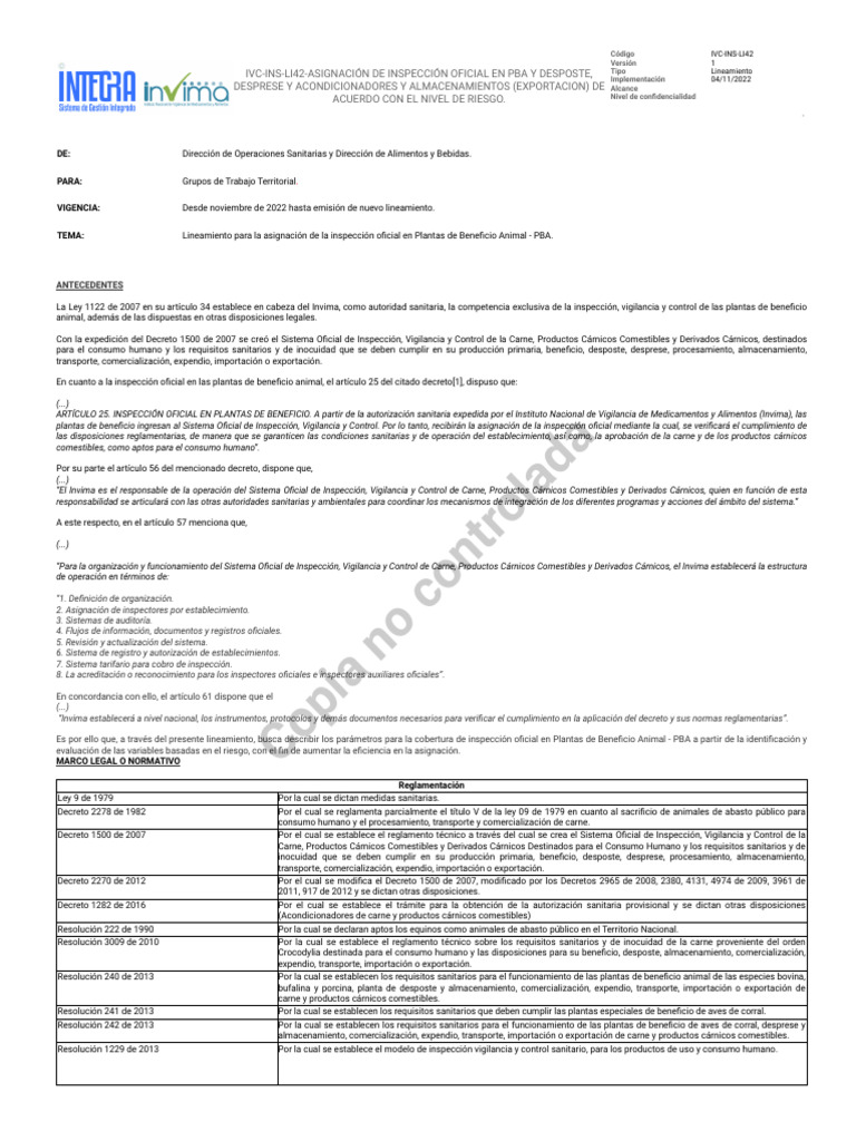 IVC INS INVIMA (1) | PDF | Carne | Análisis de Riesgo y Puntos Críticos ...