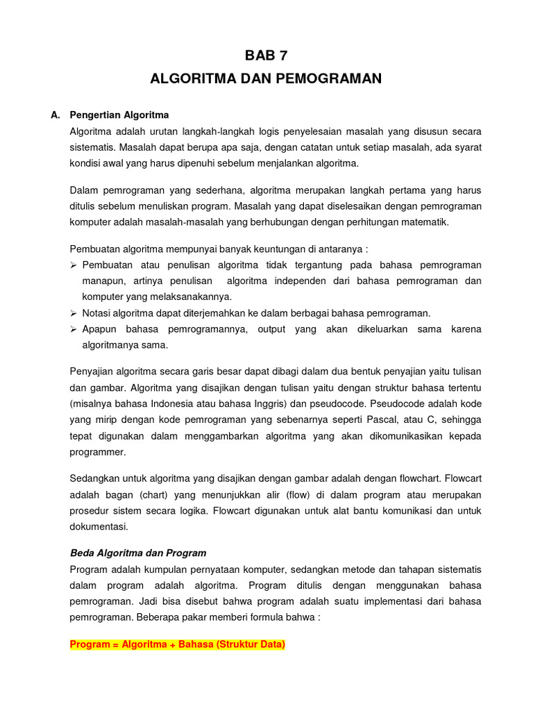 Bab 7 - Algoritma Dan Pemrograman | PDF