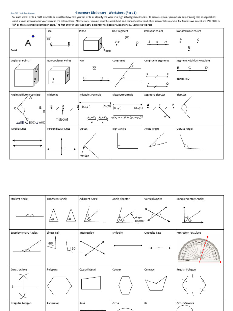 GeoPt1 Unit1WorksheetPart1 | PDF | Line (Geometry) | Angle