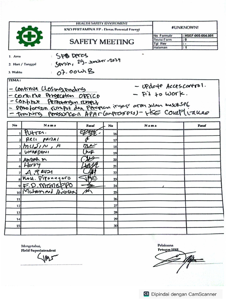 Safety Meeting 29-01-2024 | PDF
