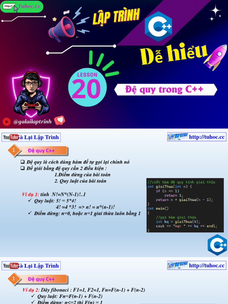 20. Đệ quy C++ | PDF