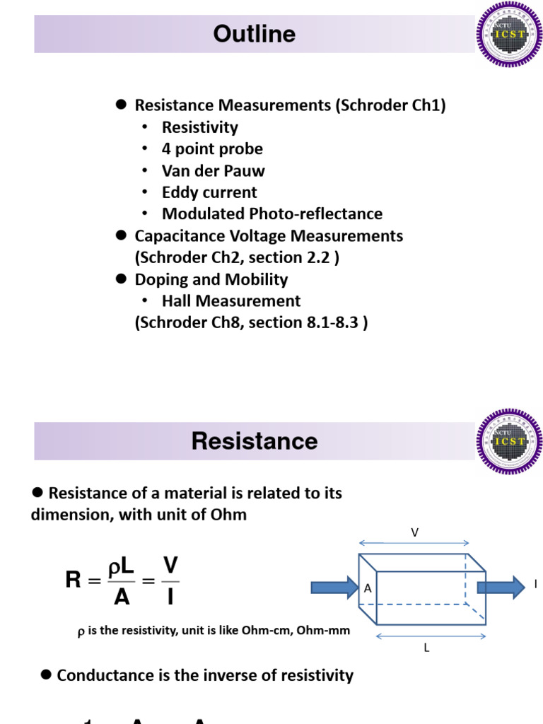 Semiconductor Characterization- wk.4 | PDF | Electrical Resistivity And Conductivity ...