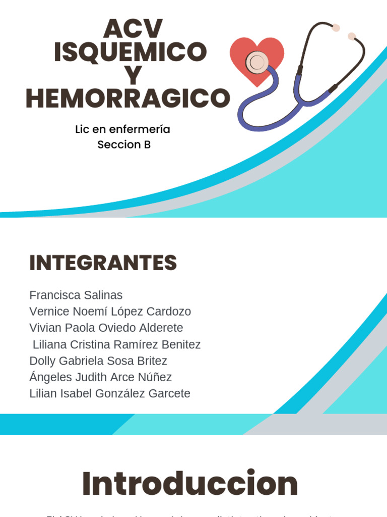 ACV Isquemico Y Hemorragico: Lic en Enfermería Seccion B | PDF | Carrera | Isquemia