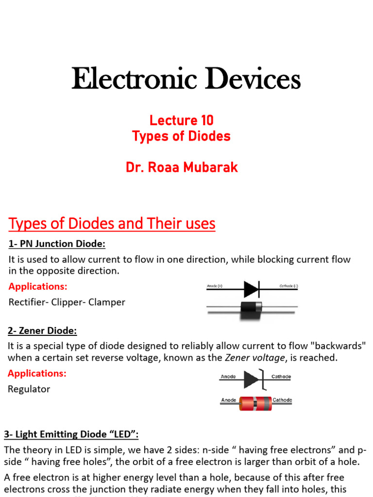 Electronic Devices Lecture 10 | PDF | Diode | P–N Junction