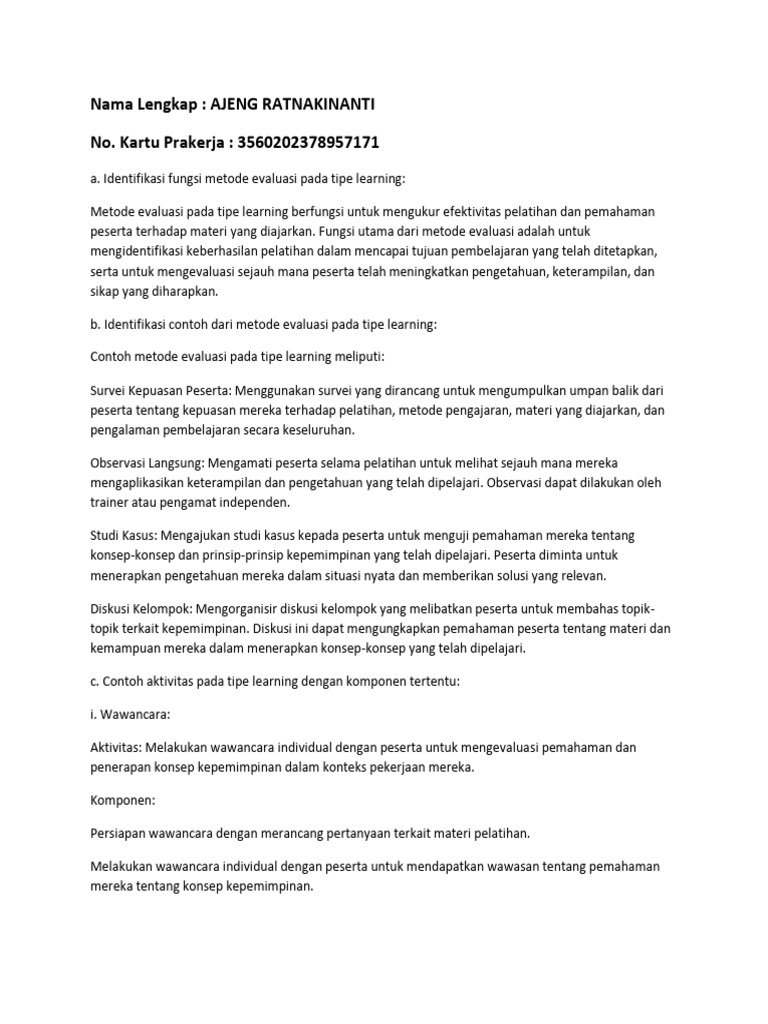 TPM 3 Membuat Metode Evaluasi Kirkpatrick - AJENG RATNAKINANTI | PDF | Bisnis