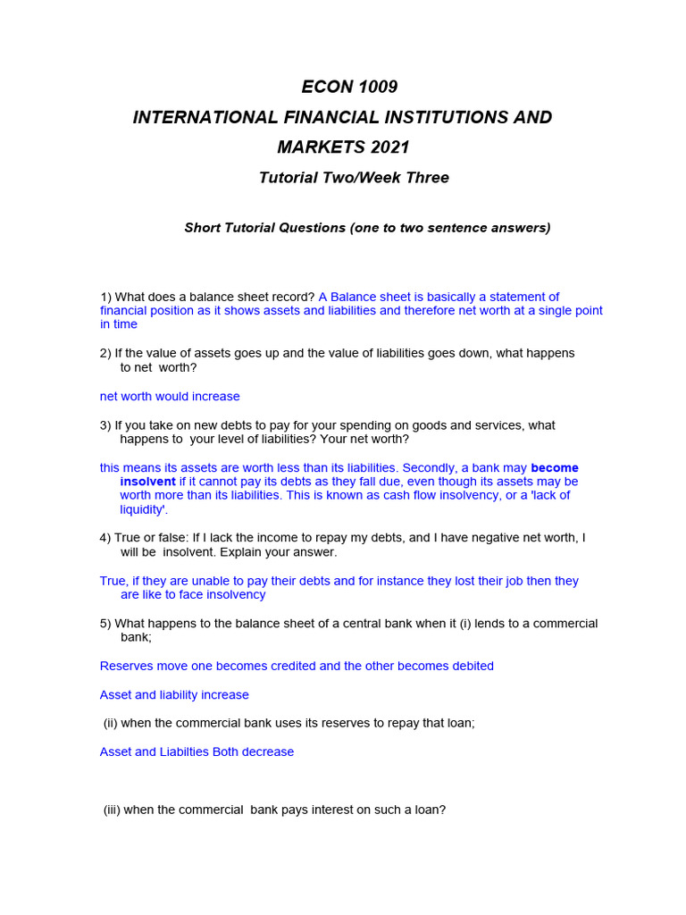 Tute 2 2021 IFIM | PDF | Legal Tender | Banks