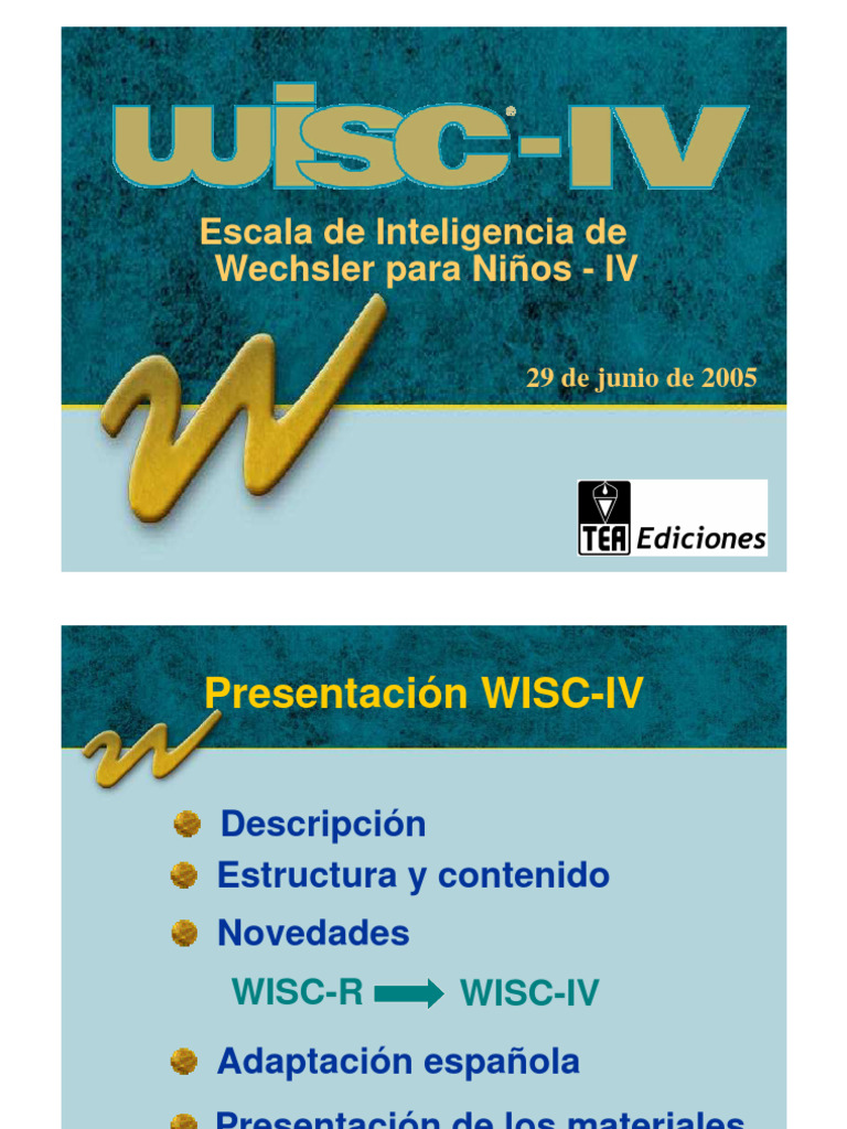 Escala de Inteligencia de Wechsler para | PDF | Conceptos psicologicos ...