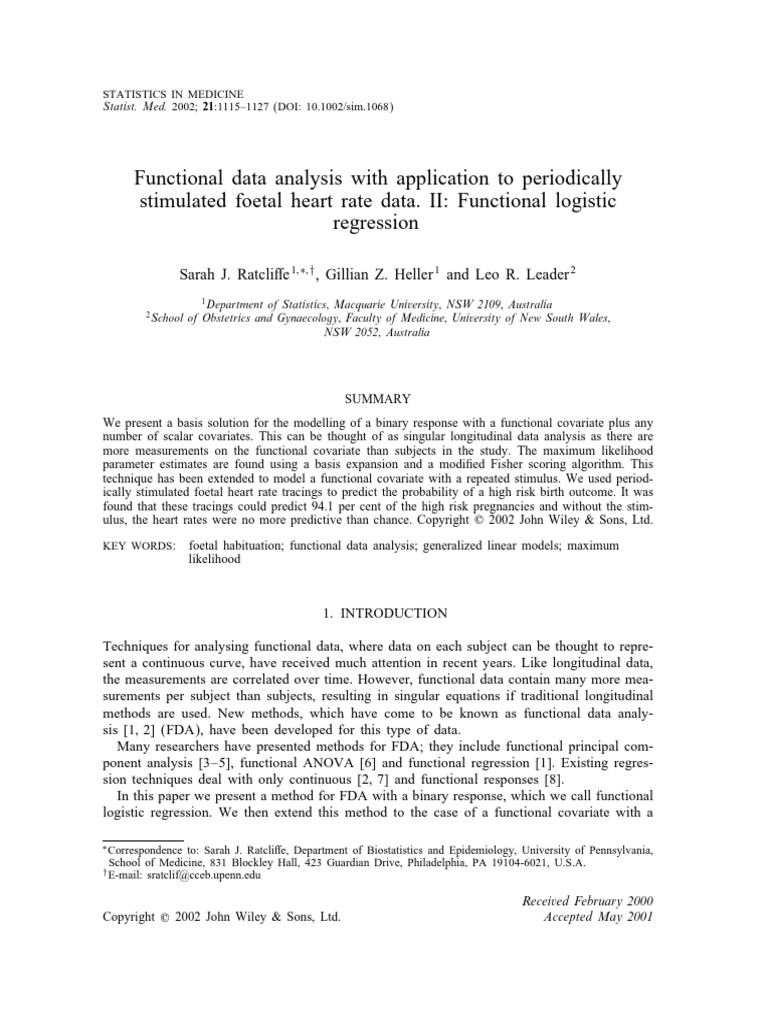 9 - Functional Data Analysis With Application To Periodically | PDF | Logistic Regression ...