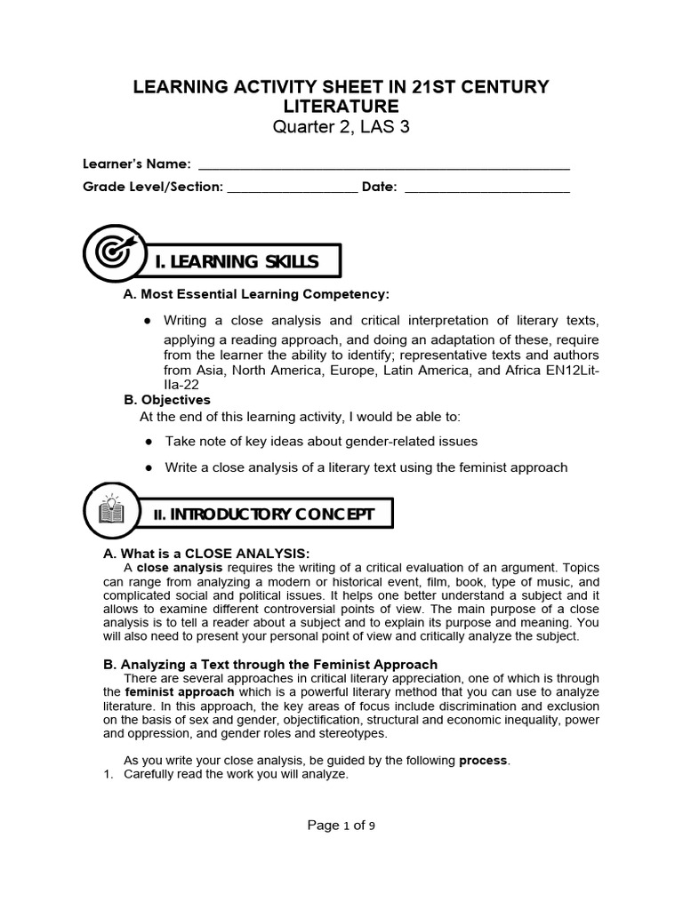 21stCL Q2 LAS-3 | PDF | Gender Studies | Feminism