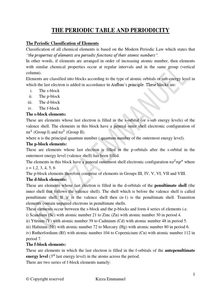 The Periodic Table and Periodicity | PDF | Ion | Periodic Table