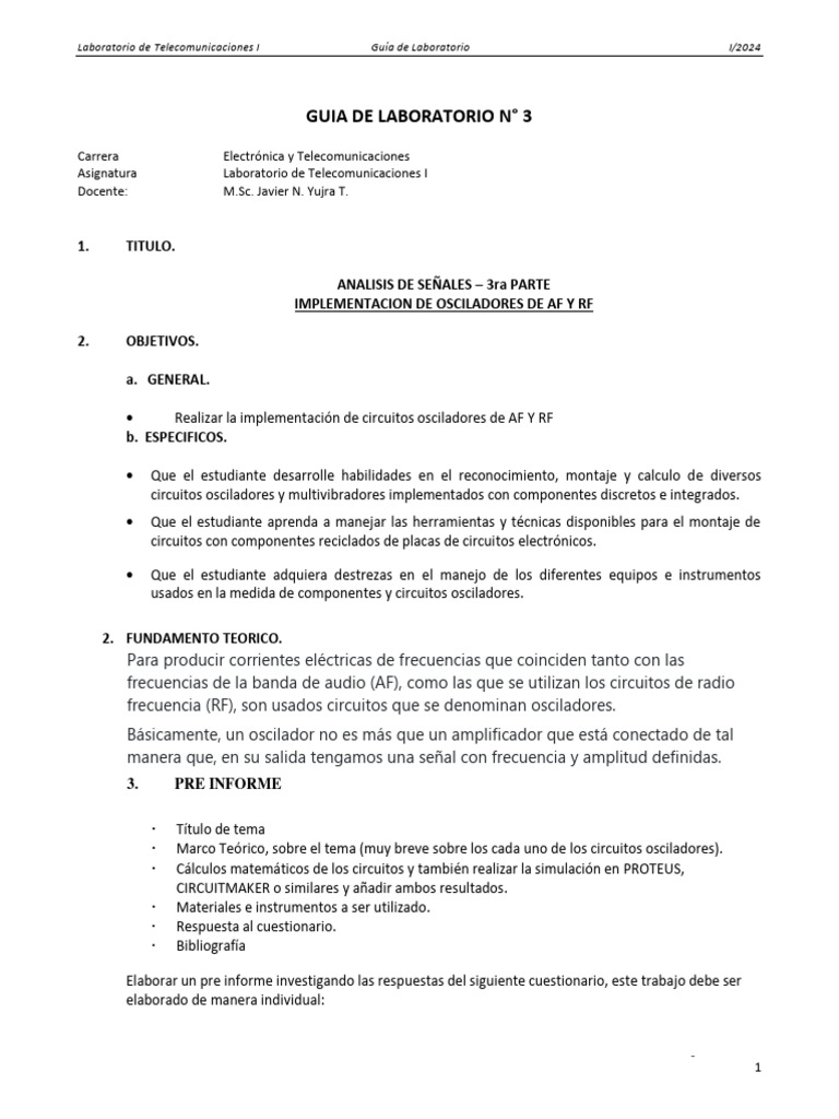 Guia de Laboratorio N 3 (2024) | PDF | Red eléctrica | Laboratorios