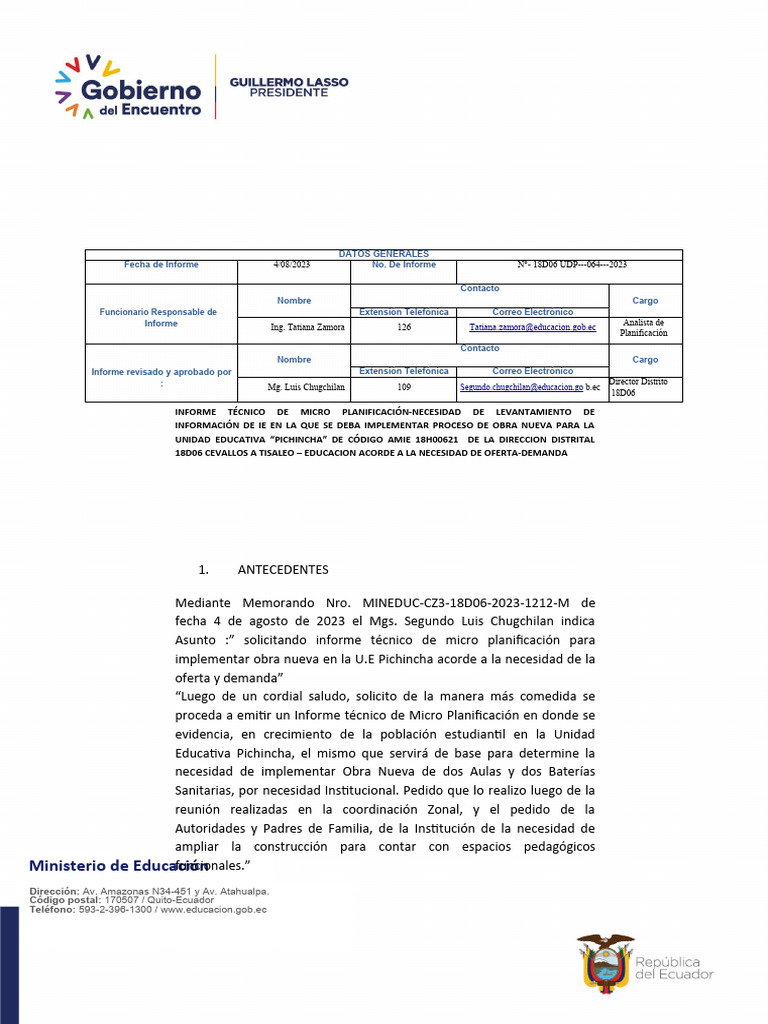 Okv2ok - Informe Pichincha - BDP | PDF | Planificación | Gobierno