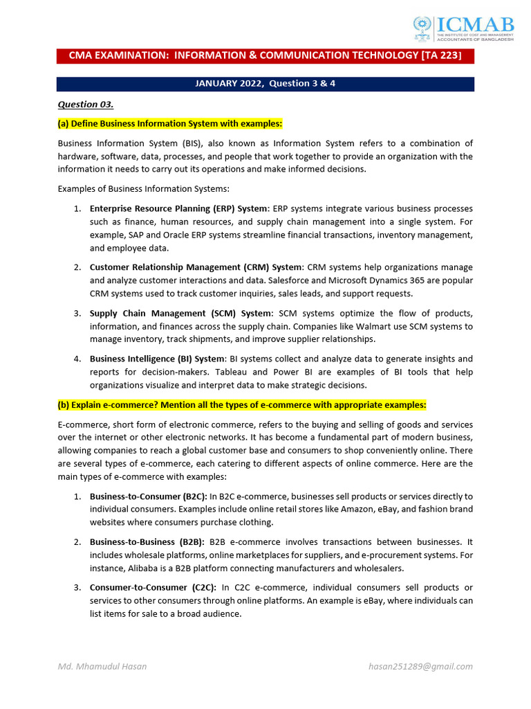 ICT Past Question - Answer (Jan 22 To May 23) | PDF | Enterprise ...