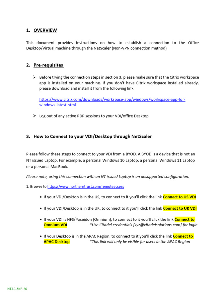 NetScaler-How-to-Connect-to-your-VDI | PDF | Desktop Virtualization | Citrix Systems