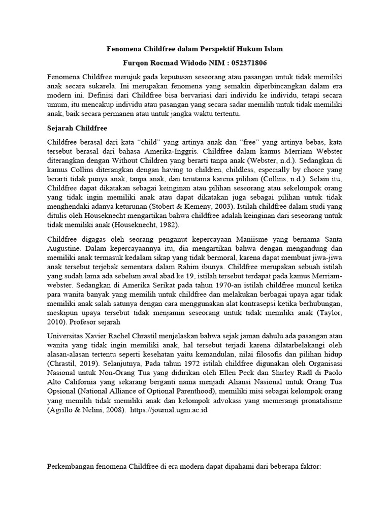 Fenomena Childfree Dalam Perspektif Hukum Islam | PDF