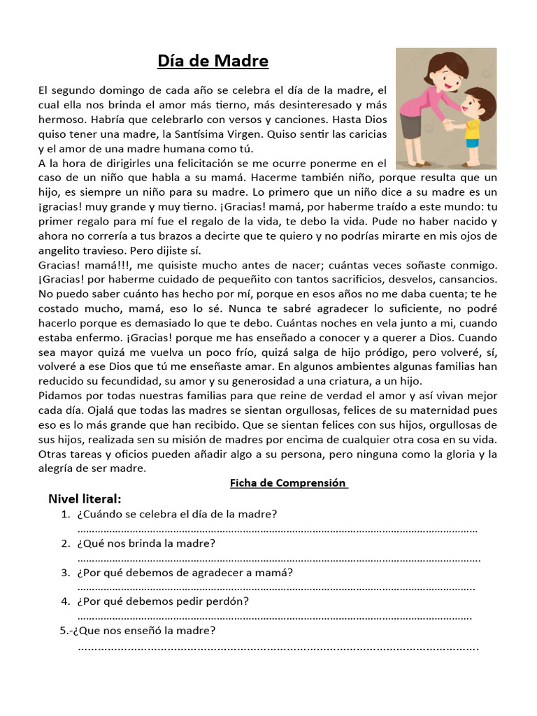 Plan Lector Dia de La Madre | PDF