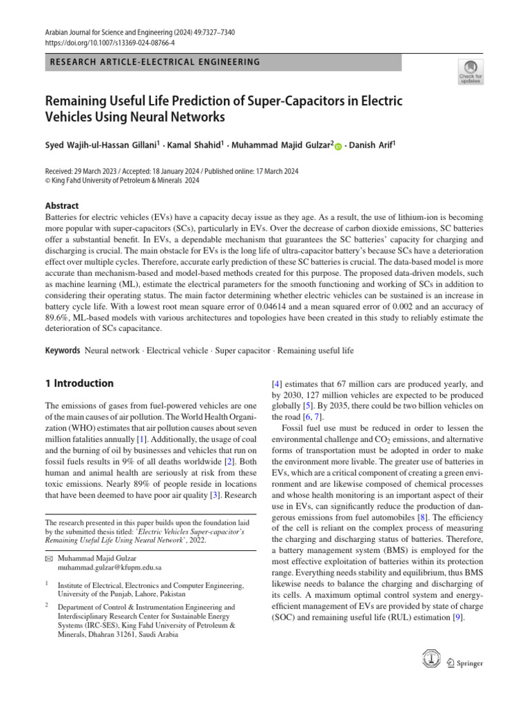 Supercapacitors In Electric Vehicle Pdf Electric Vehicle Electricity