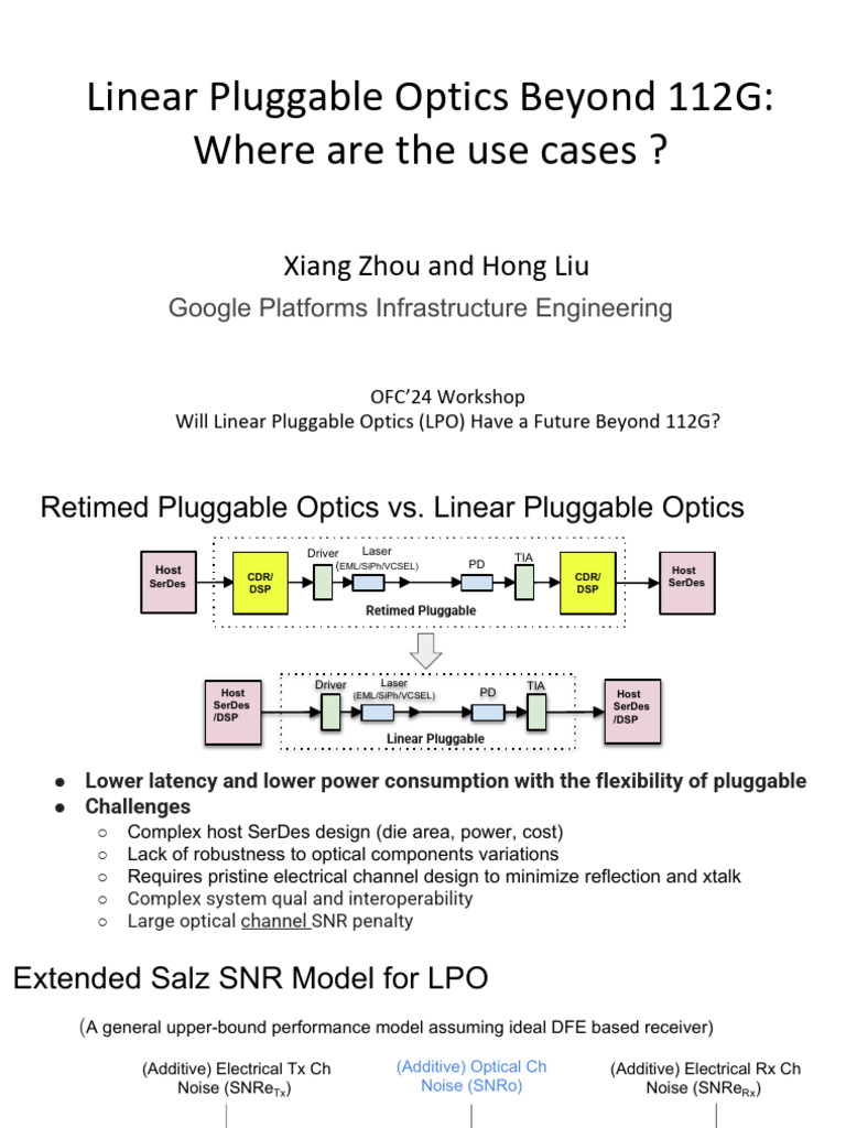 Linear Pluggable Optics Beyond 112G: Where Are The Use Cases ? | PDF ...