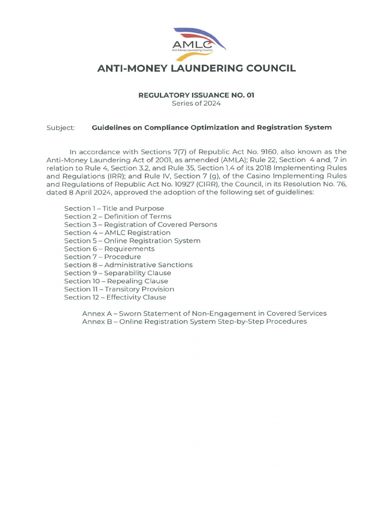 AMLC - ARI No. 1 | PDF