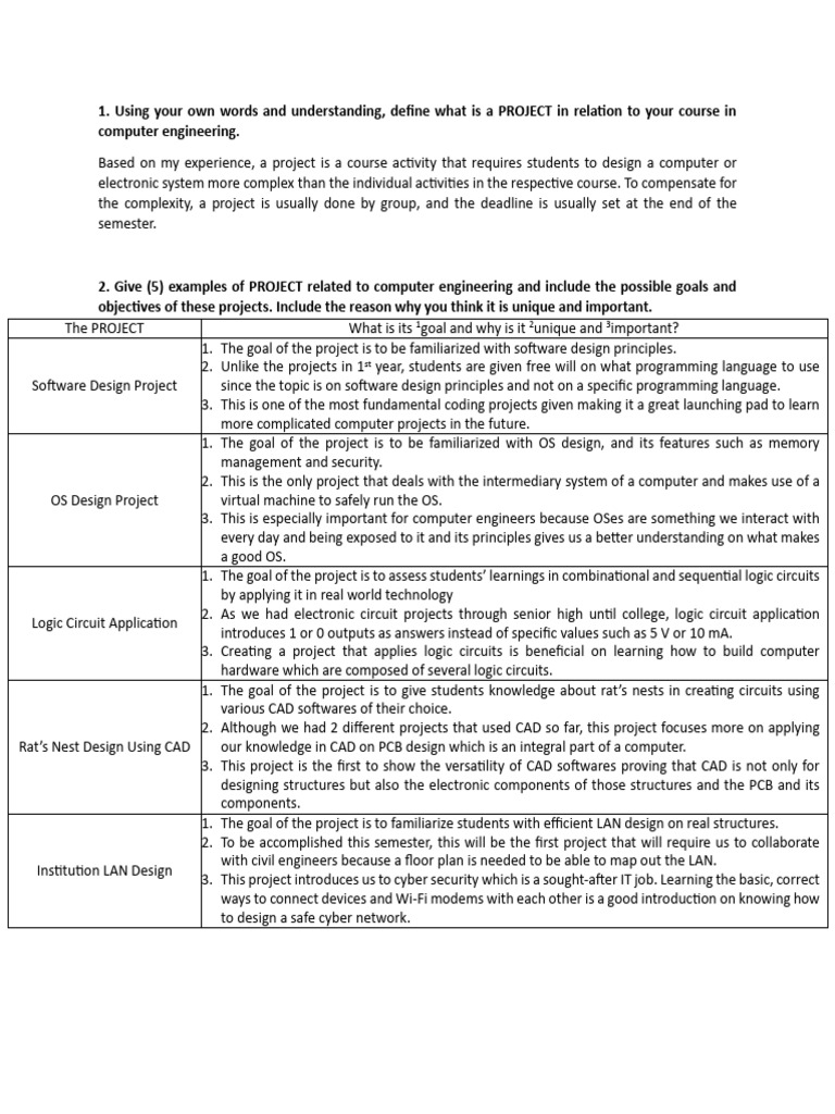 Computer Engineering Project Overview | PDF | Project Management | Computer Engineering