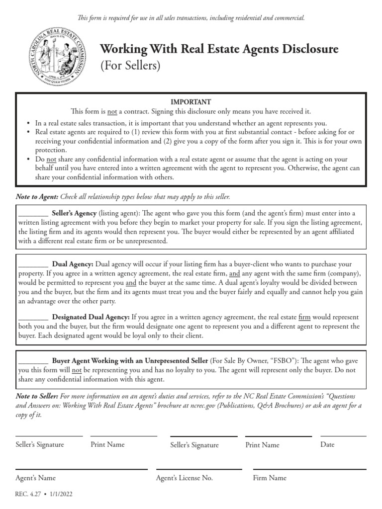 Working With Real Estate Agents Disclosure | PDF | Law Of Agency | Business