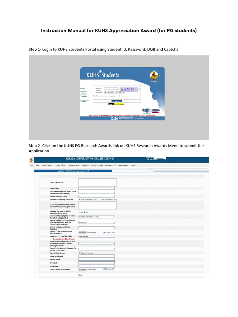 KUHS PG Research Award Application Guide | PDF | Business | Social Science