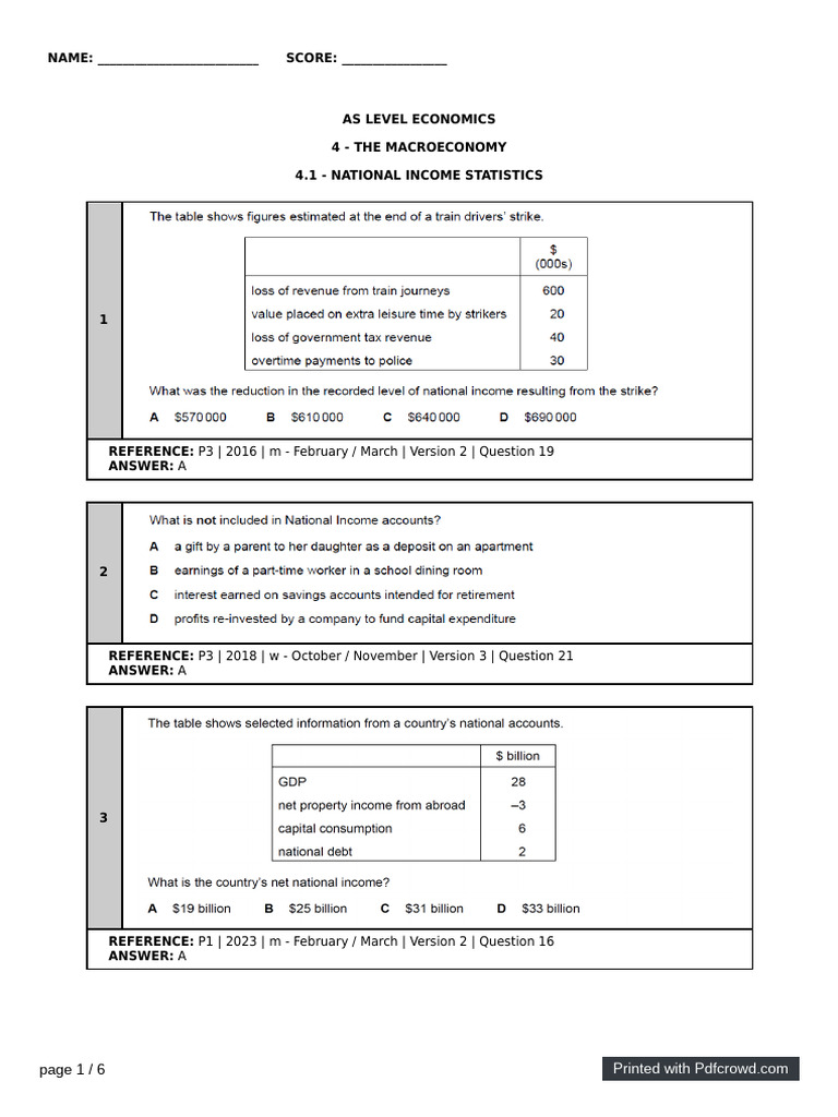 National Income Statistics A Level | PDF | Economies